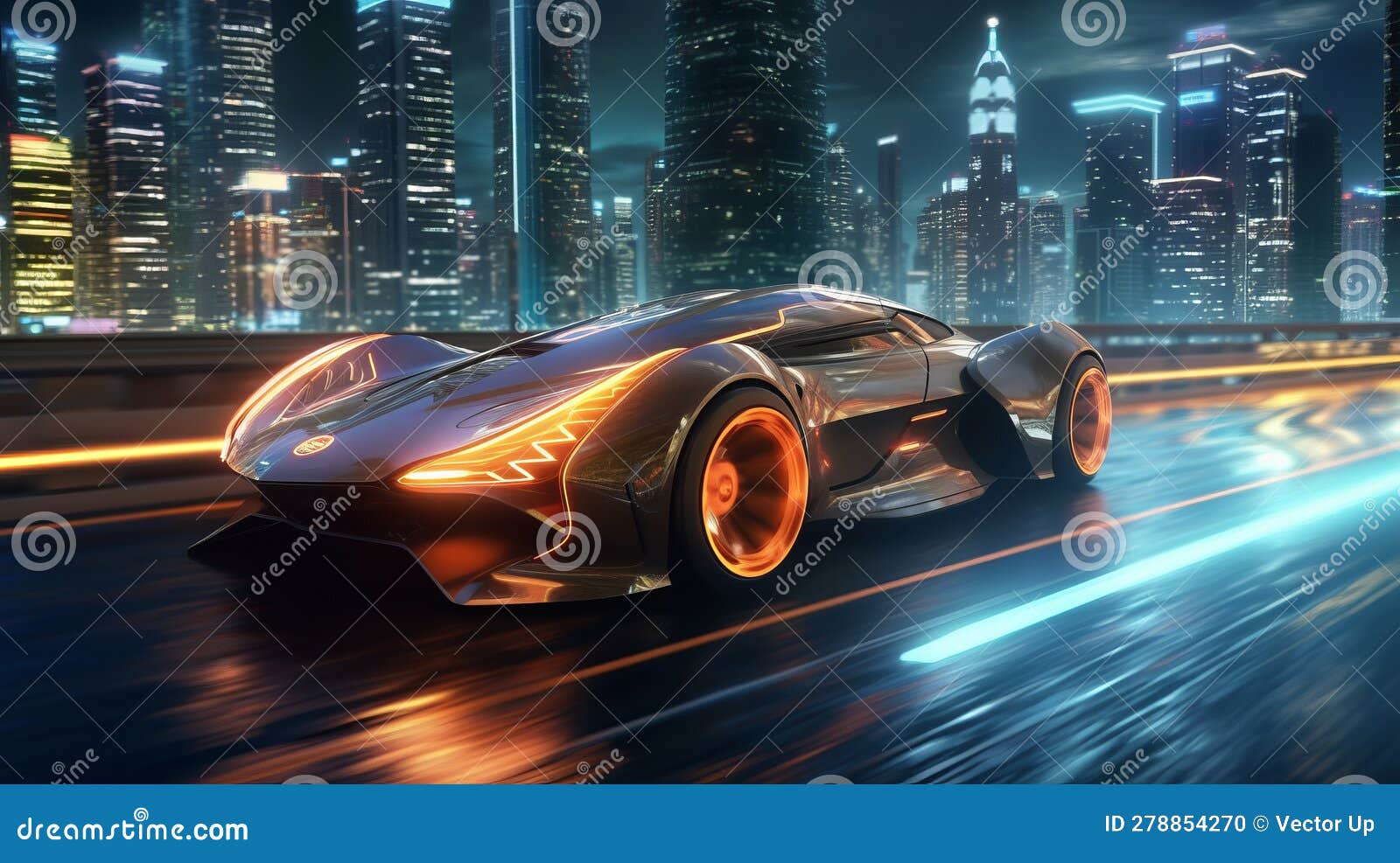 A Futuristic High-tech Vehicle with a Trail. Generative AI Stock ...