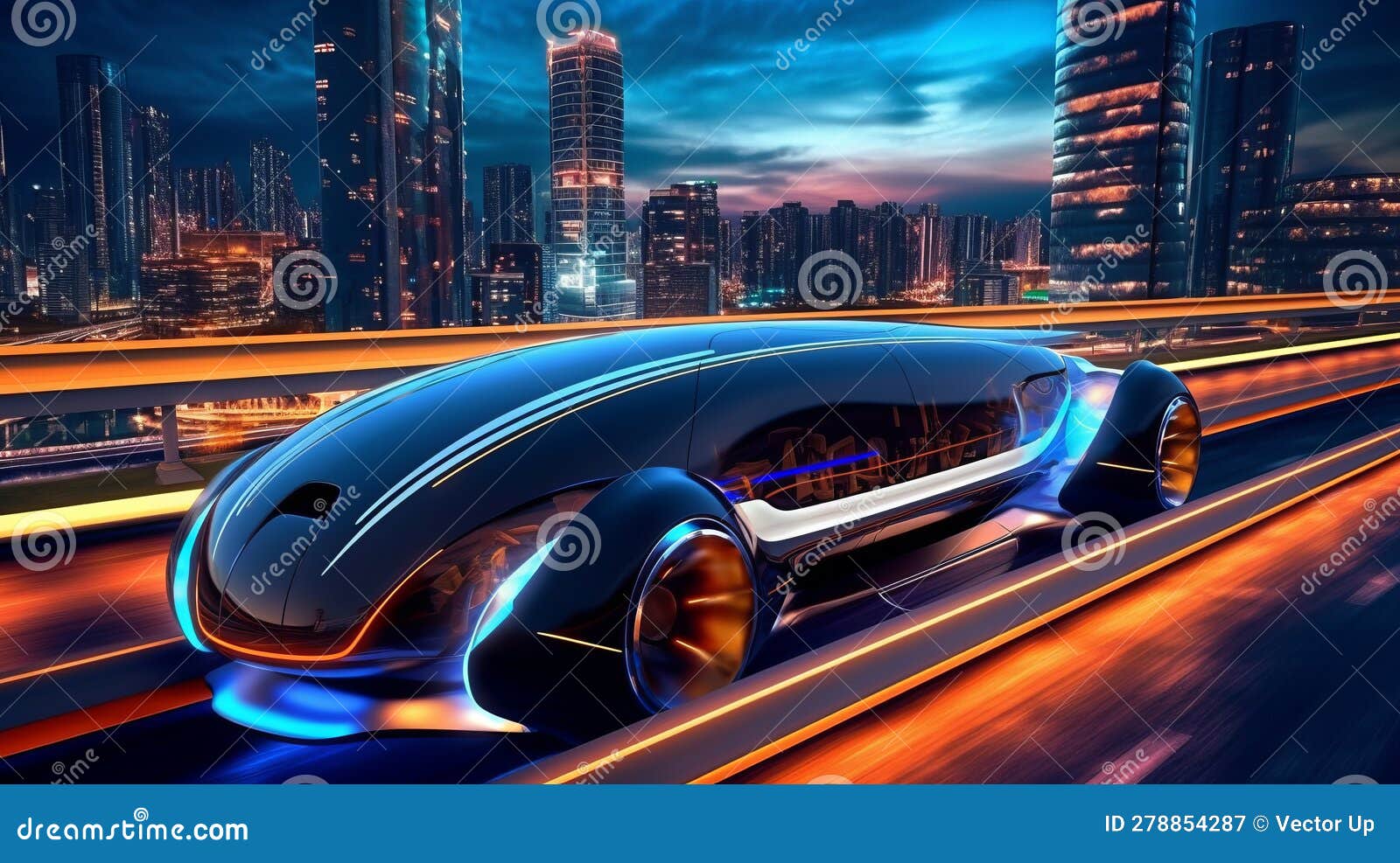 A Futuristic High-tech Vehicle with a Trail. Generative AI Stock ...