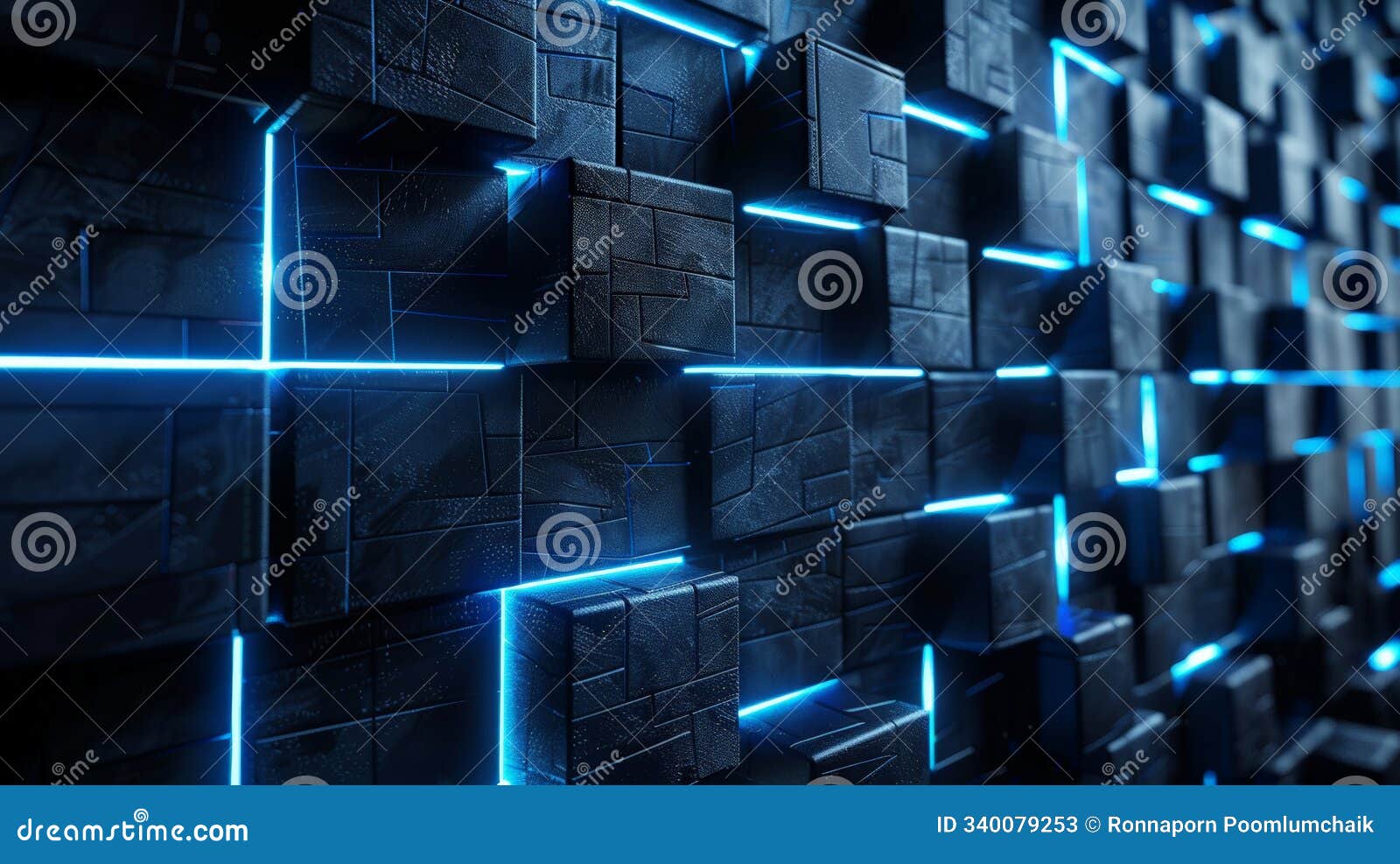 Futuristic, High-tech Wall Texture with 3D Rectangle Tile Pattern and ...