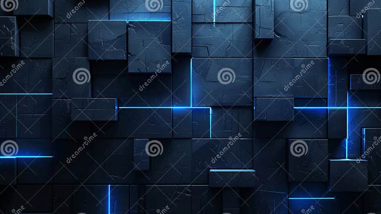 Futuristic Hightech Wall Texture with 3D Rectangle Tile Pattern and ...