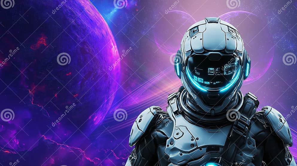 Futuristic High-Tech Warrior in Advanced Armor Stock Illustration ...