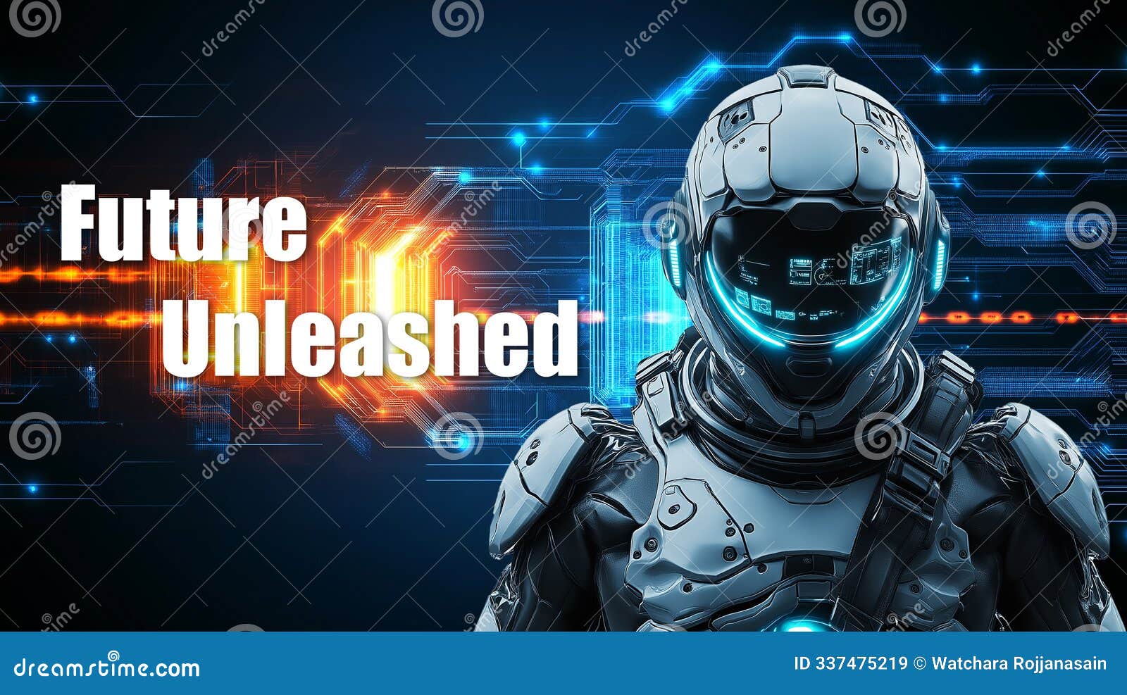 Futuristic High-Tech Warrior in Advanced Armor Stock Image - Image of ...