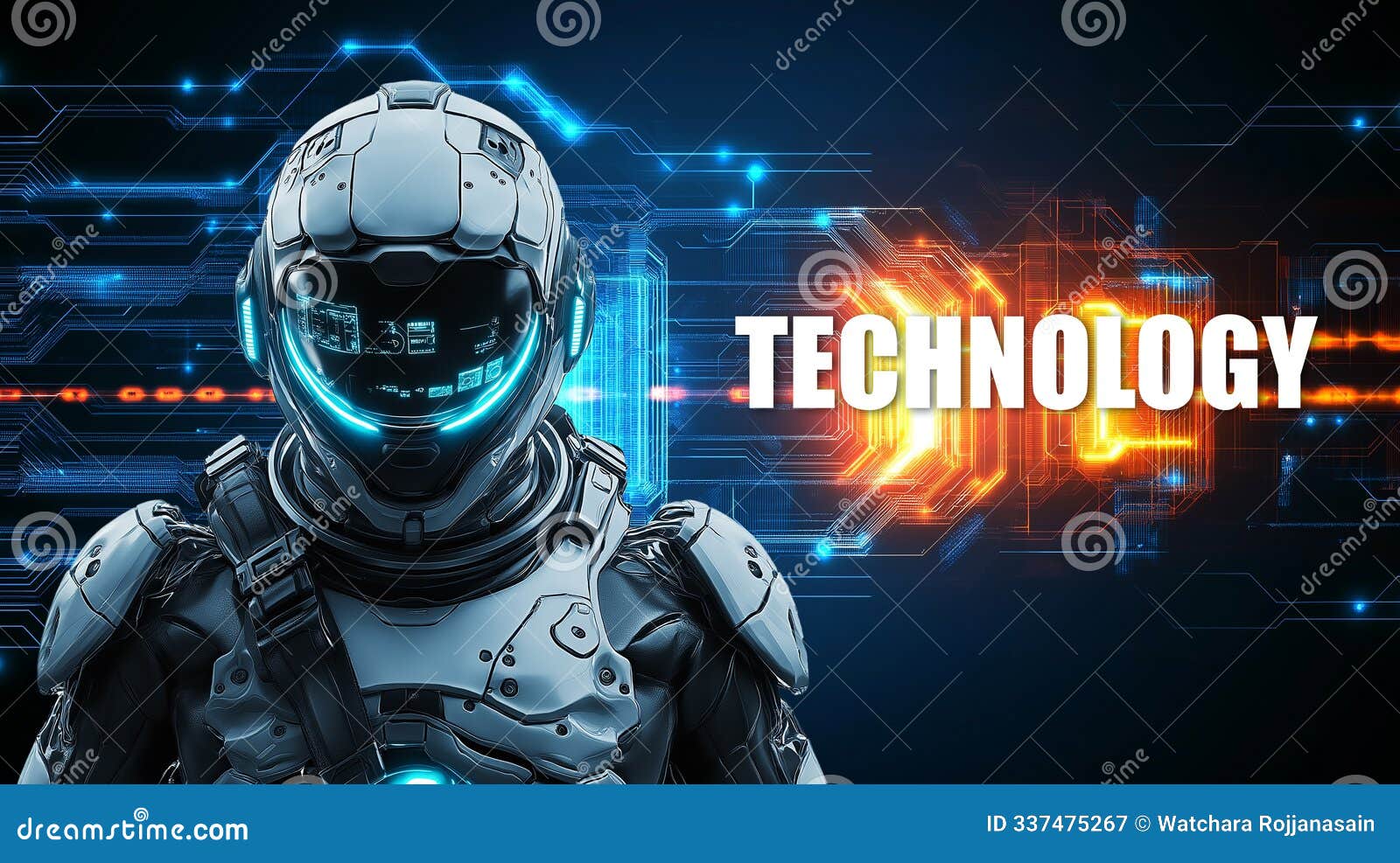 Futuristic High-Tech Warrior in Advanced Armor Stock Image - Image of ...