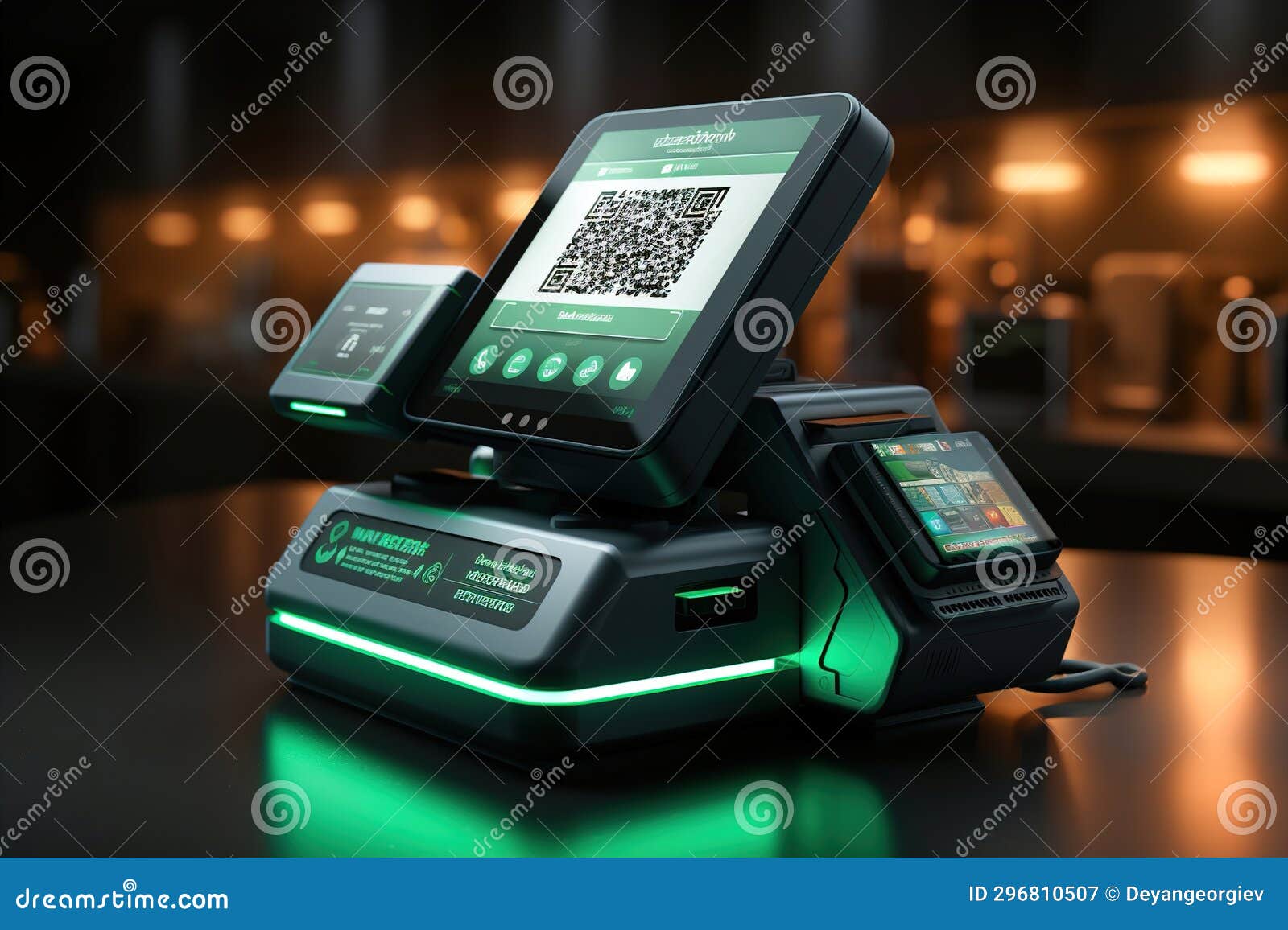 Futuristic High Technology Cash Register in a Store Stock Illustration ...