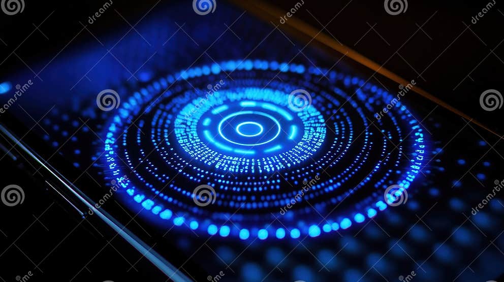 Futuristic Hologram Displaying Encrypting Data on Smartphone Screen Stock Photo - Image of ...