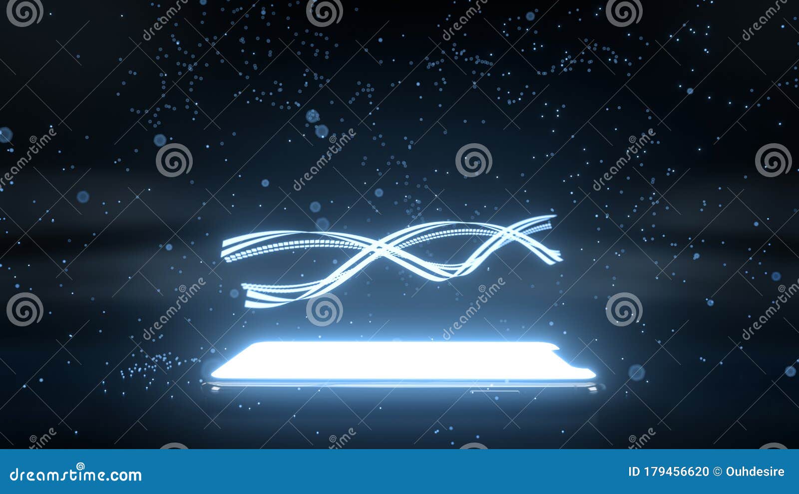 Futuristic Hologram of a DNA Chain Spiral Floating Over a Smartphone ...