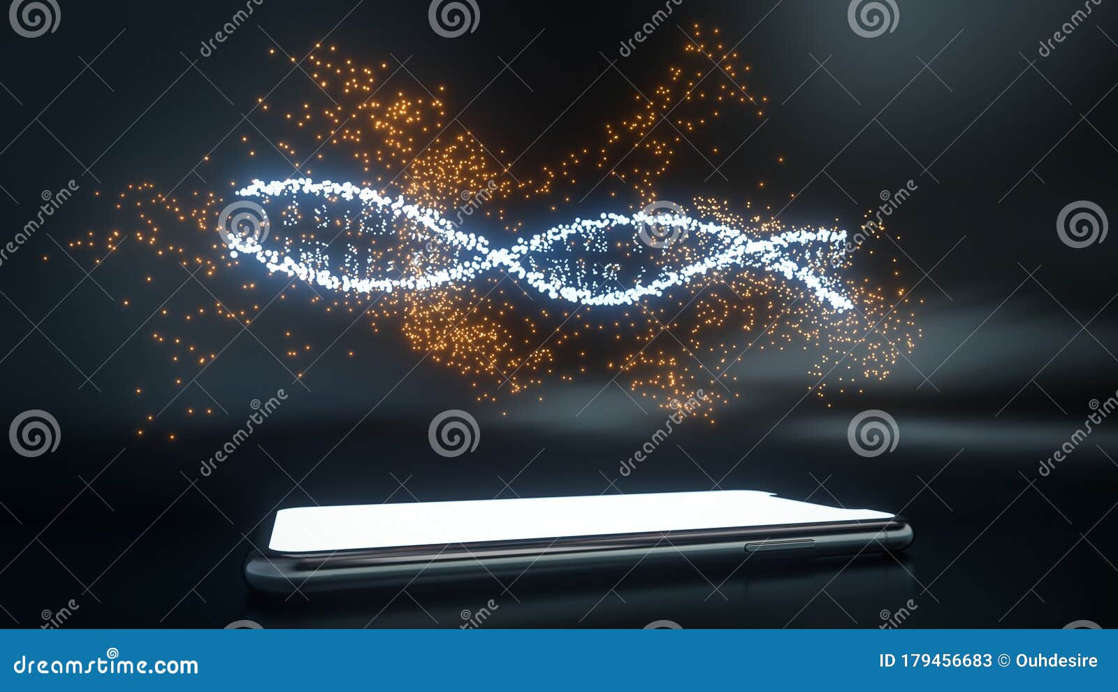 Futuristic Hologram of Uncertain Genes Attacking DNA Chain Spiral that ...