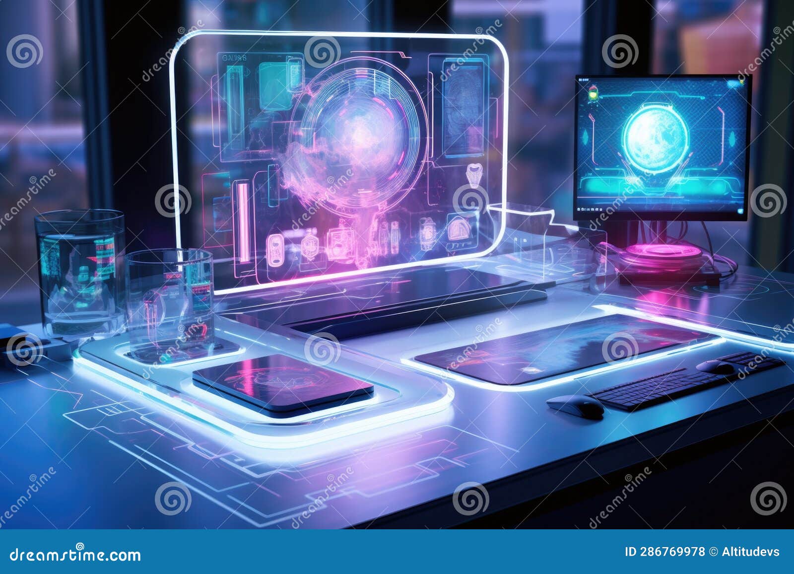 Futuristic Holographic Computer Interface Stock Photo - Image of ...