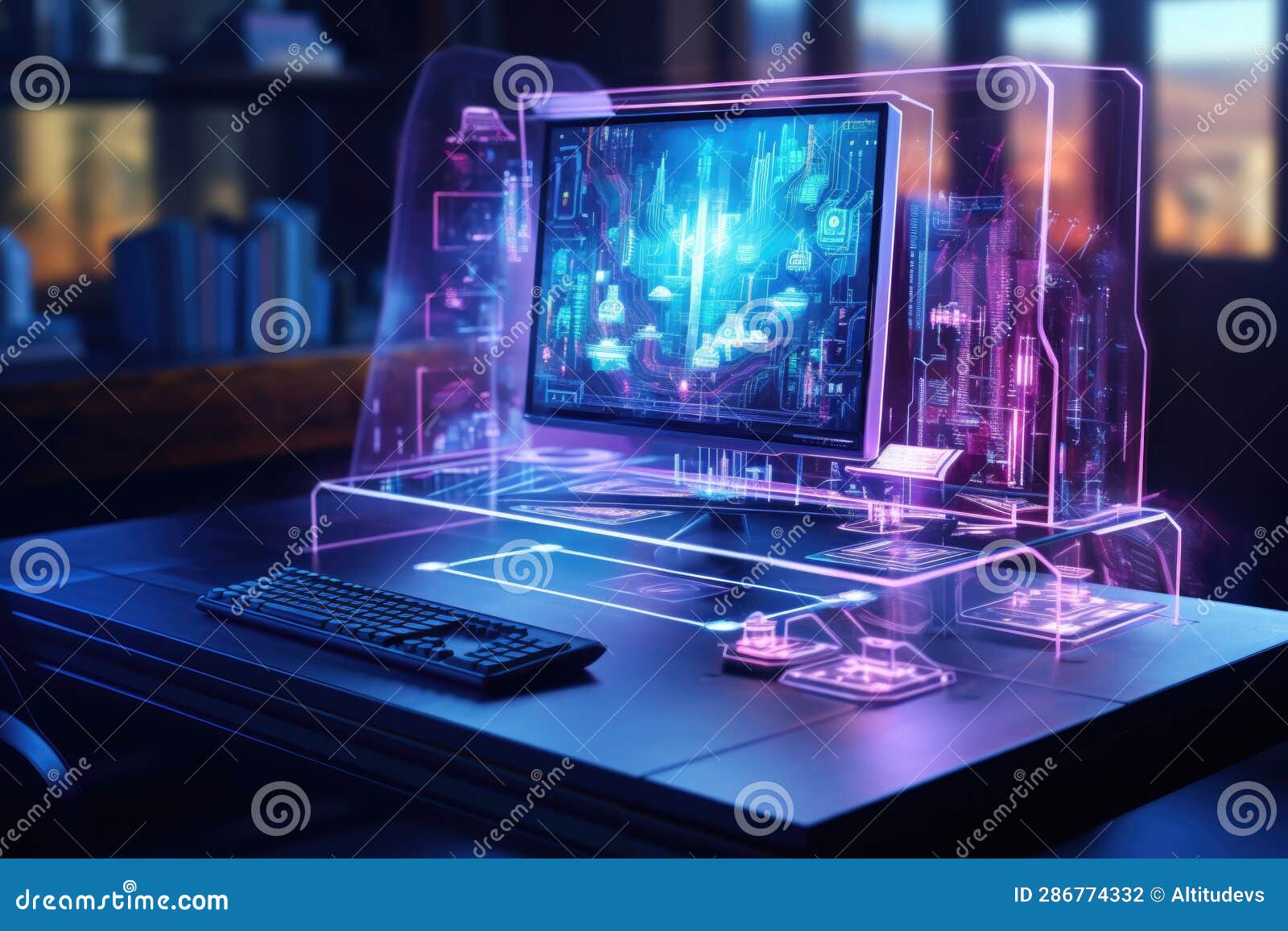 Futuristic Holographic Computer Interface Stock Photo - Image of cyber ...