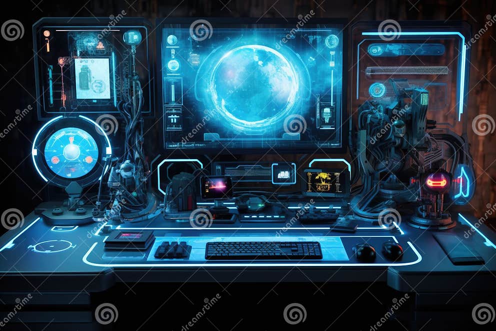 Futuristic Holographic Computer Interface Stock Image - Image of ...