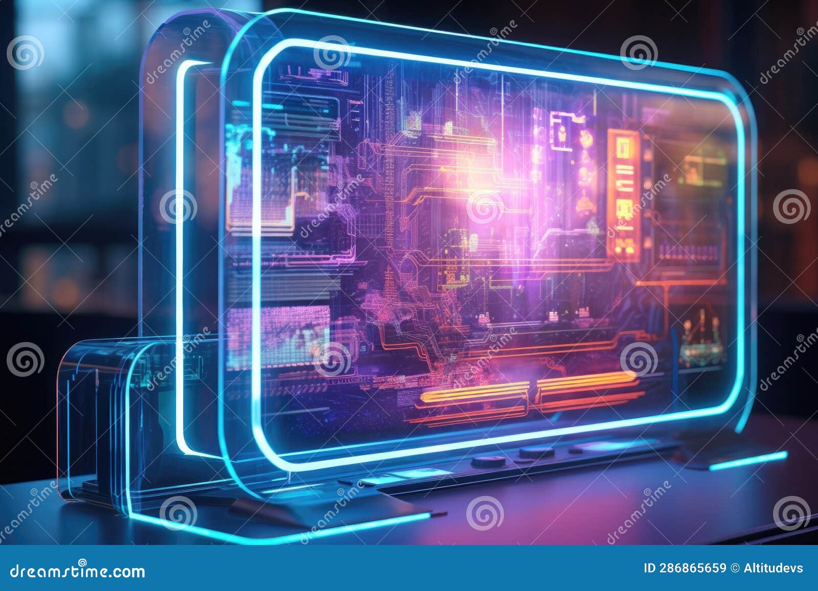 Futuristic Holographic Computer Interface Stock Image - Image of ...