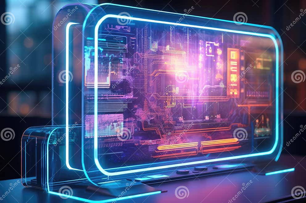 Futuristic Holographic Computer Interface Stock Image - Image of ...
