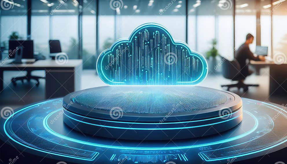 Futuristic Holographic Control Panel Featuring Glowing Cloud with ...