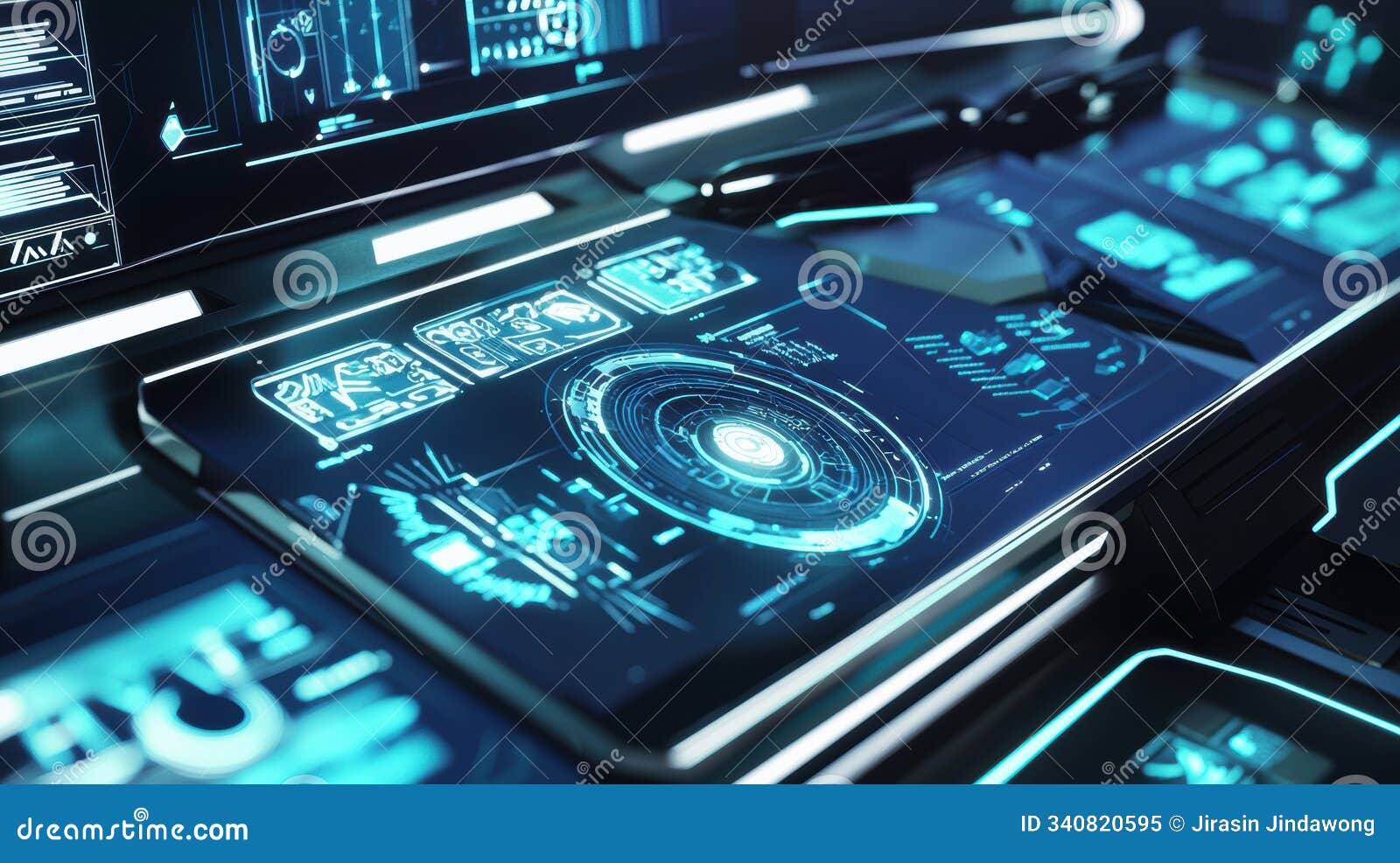 Futuristic Holographic Control Panel Interface Design Stock ...