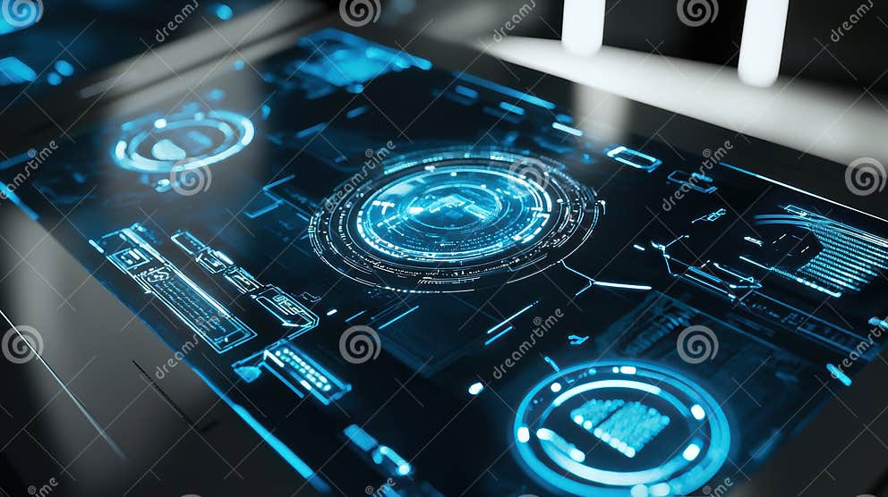 Futuristic Holographic Control Panel Interface Stock Illustration ...