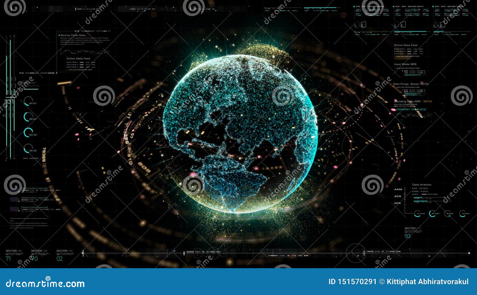 Futuristic Digital Abstract Matrix Particles Grid Stock Illustration ...