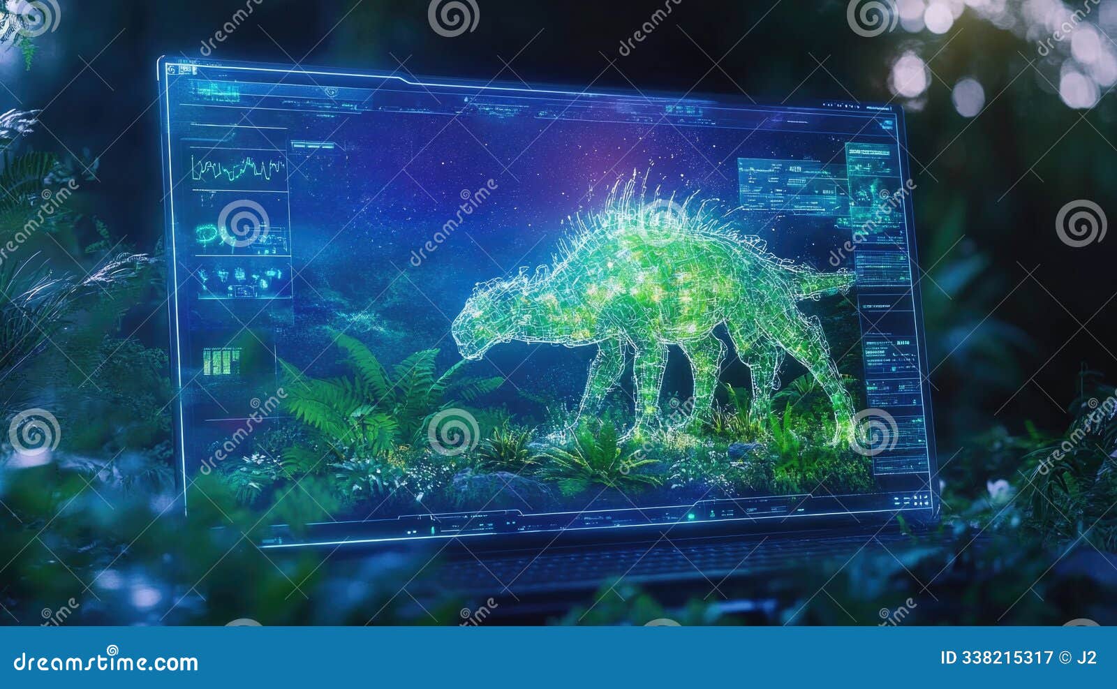 Dinosaur In A Lush Forest Setting. Concept Of Prehistoric Animals ...