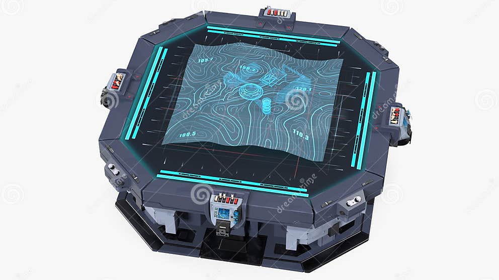 Futuristic Holographic Display Table for Tactical Maps Stock Image ...