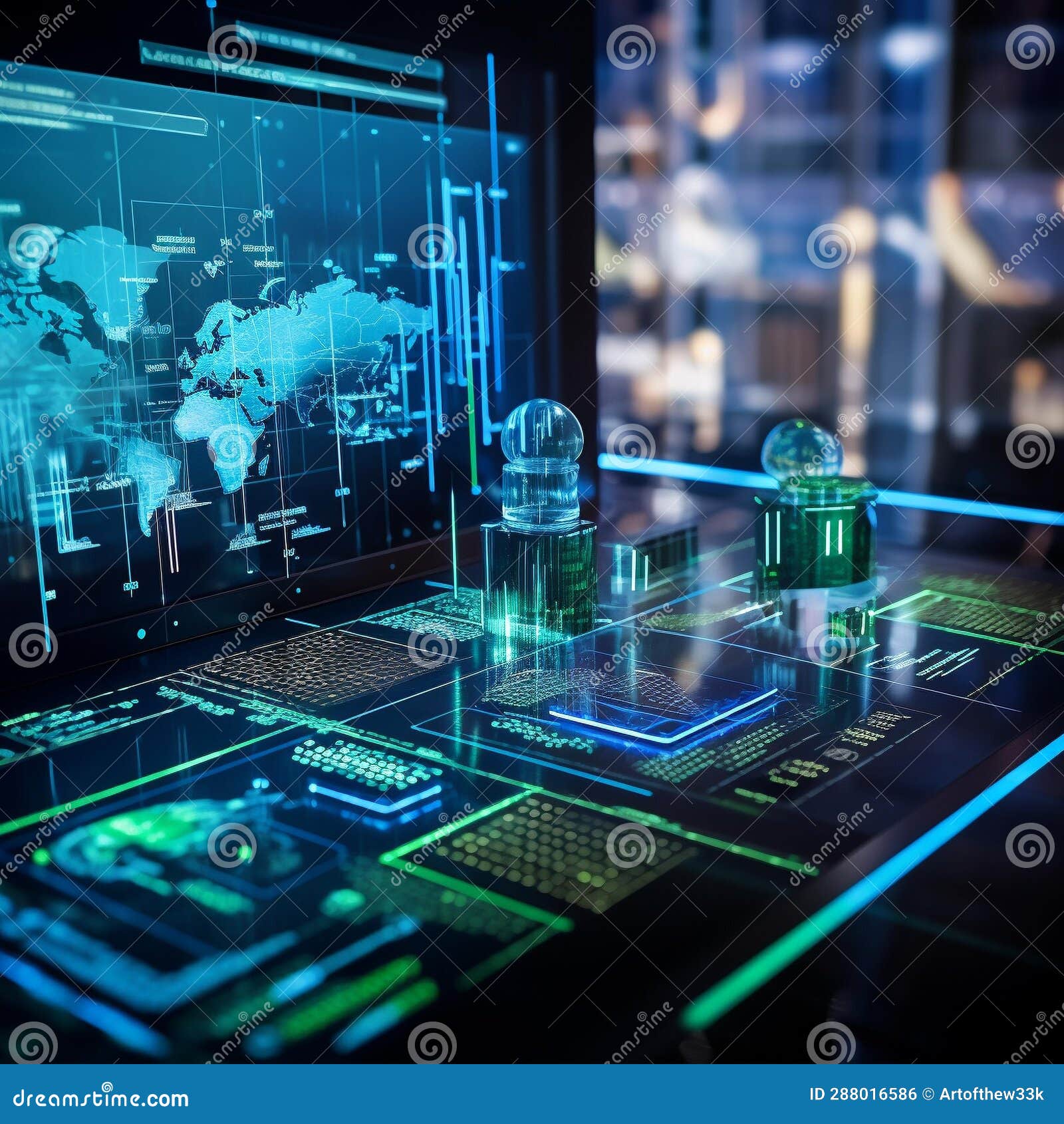 Futuristic Holographic Interface Immersive Data Visualizations And Dynamic Animations Stock