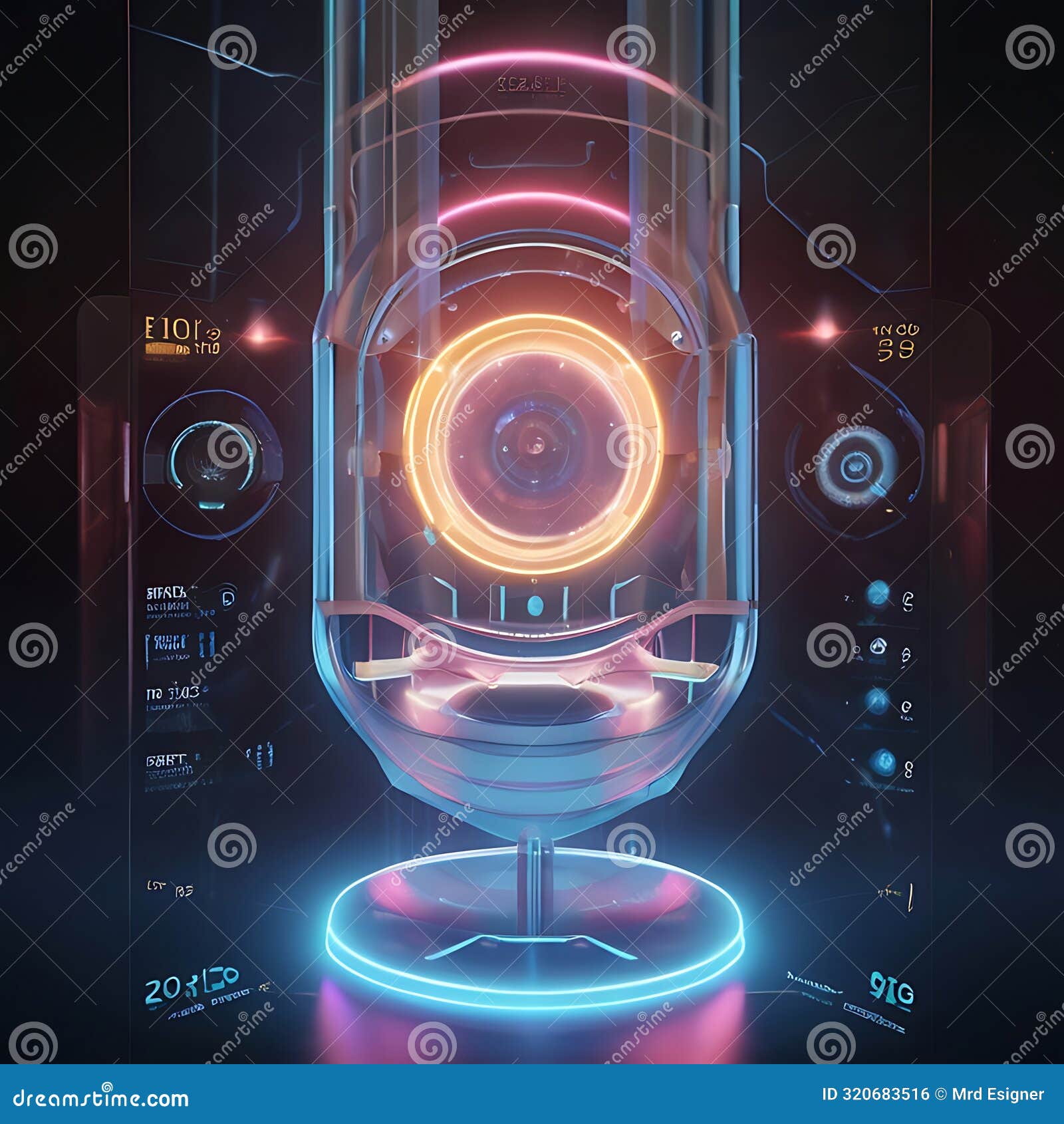 Futuristic Holographic Interface with Radiant Elements Stock Photo ...