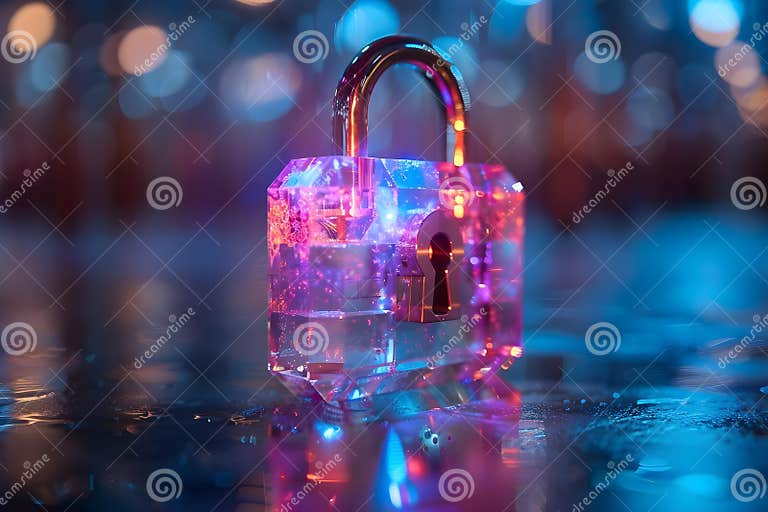 Futuristic Holographic Lock: Security Concept. Concept Futuristic ...