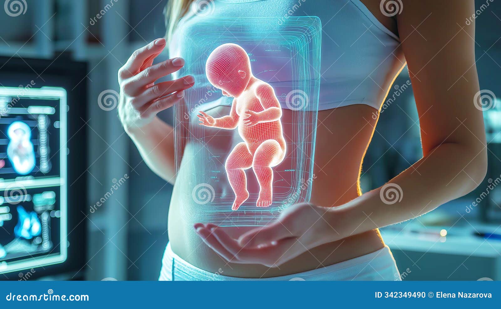 Fetal Development. Pregnant African Woman Looking At Baby Ultrasound ...
