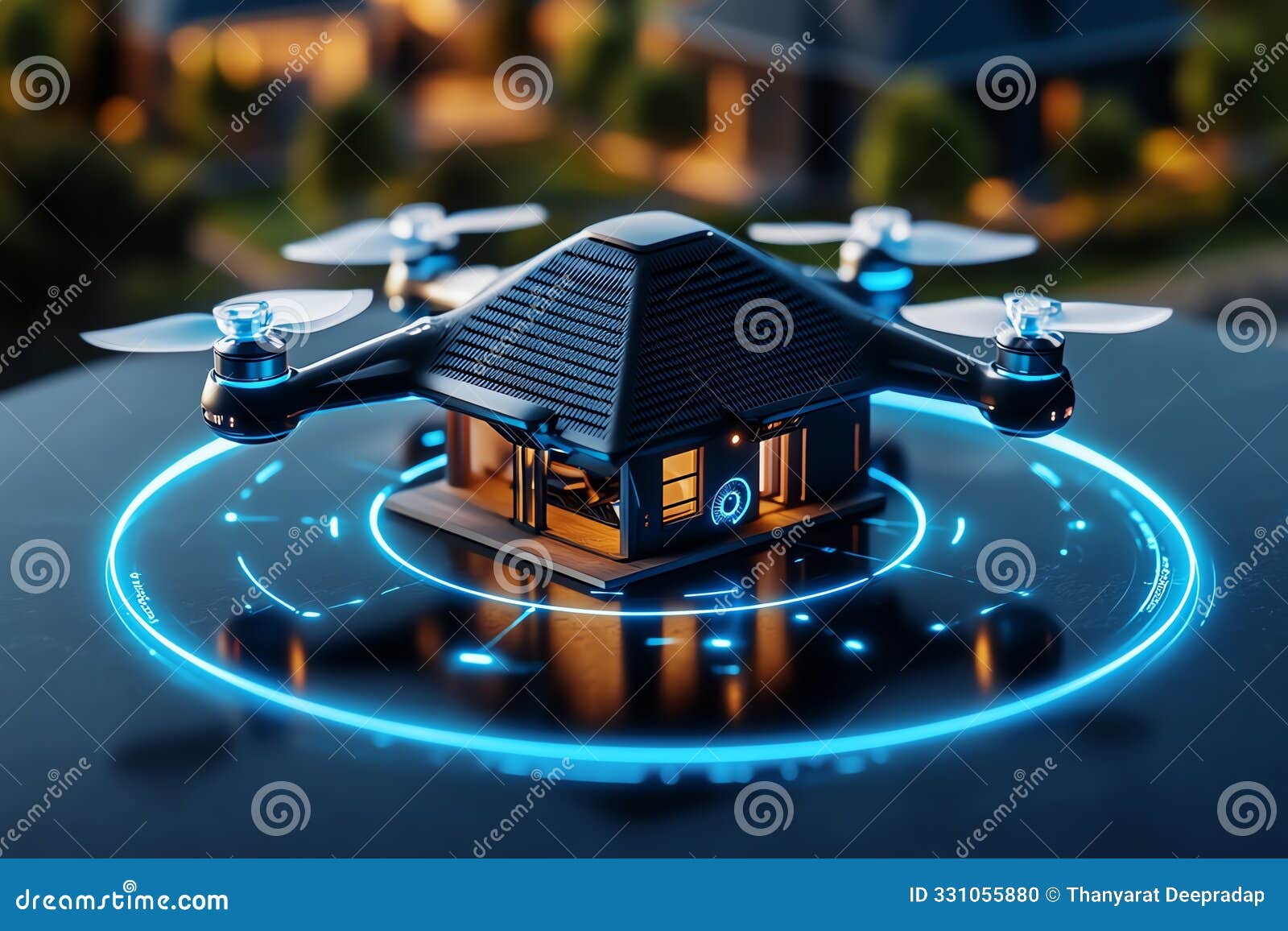 A Futuristic Home Security System Controlled by AI, with Holographic ...