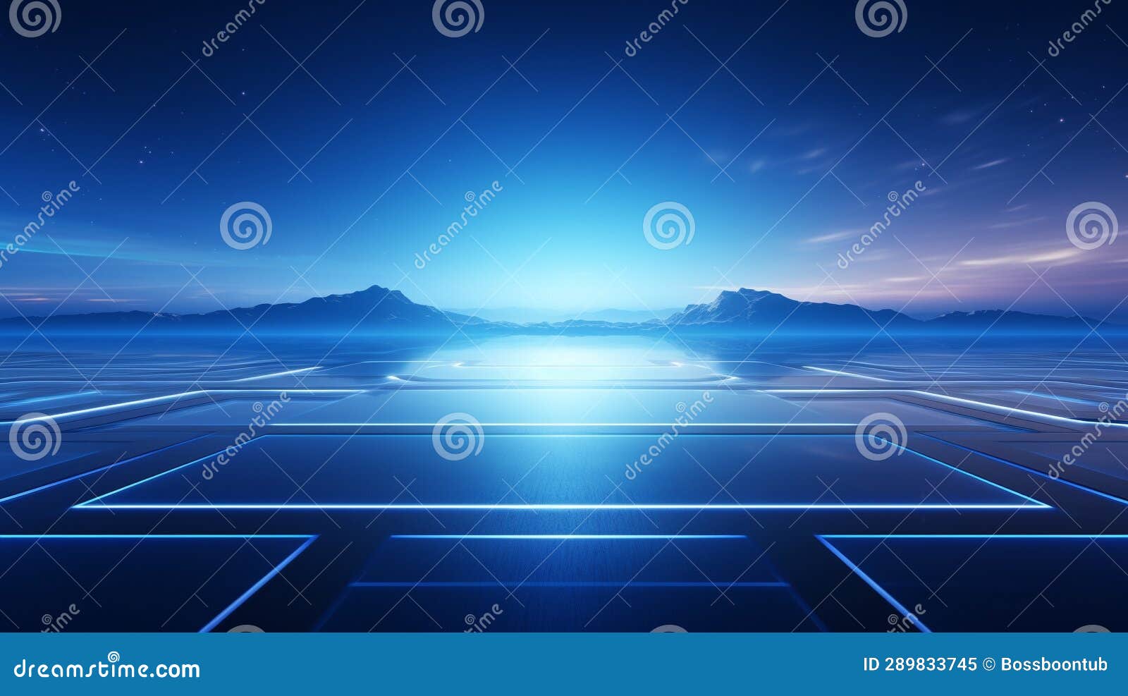 Futuristic Horizon Background with Blue Light. Genarative AI Stock ...