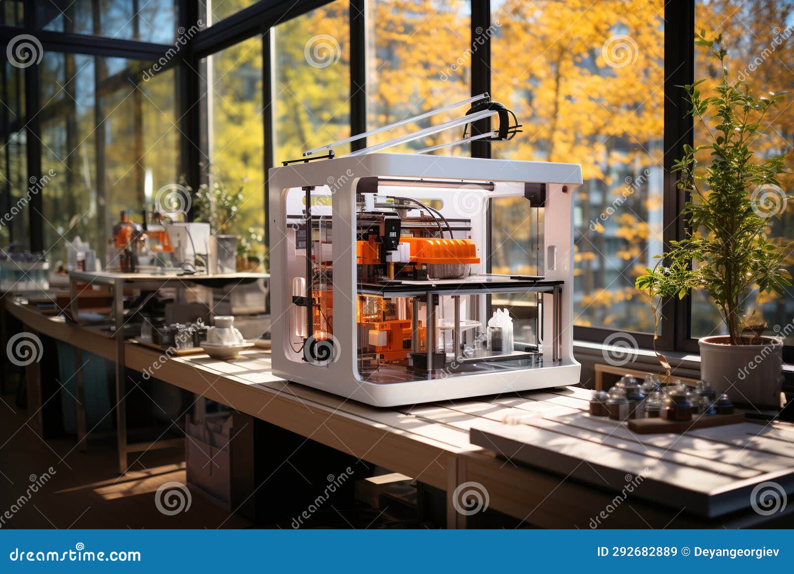 A Futuristic Hospital Room with a Couch and 3D Printer Stock ...