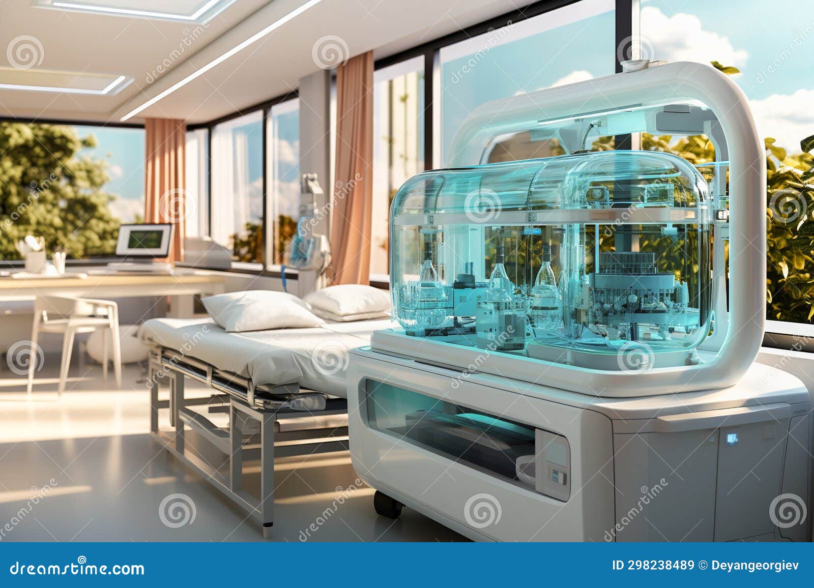 Futuristic Hospital Room In Metaverse Concept. 3d Render Stock ...