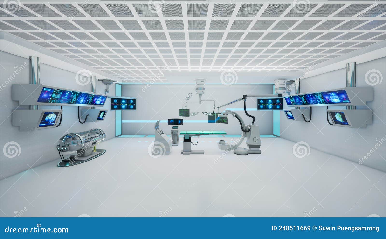 Futuristic Hospital Room in Metaverse Concept. 3d Render Stock ...