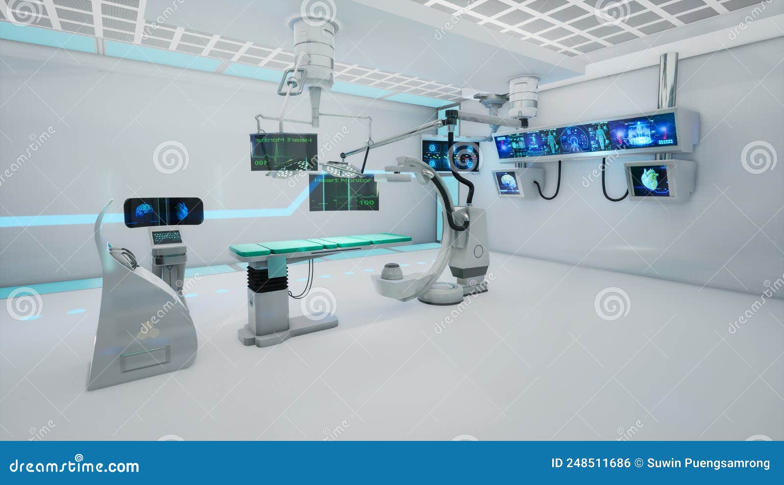 Futuristic Hospital Room in Metaverse Concept. 3d Render Stock ...