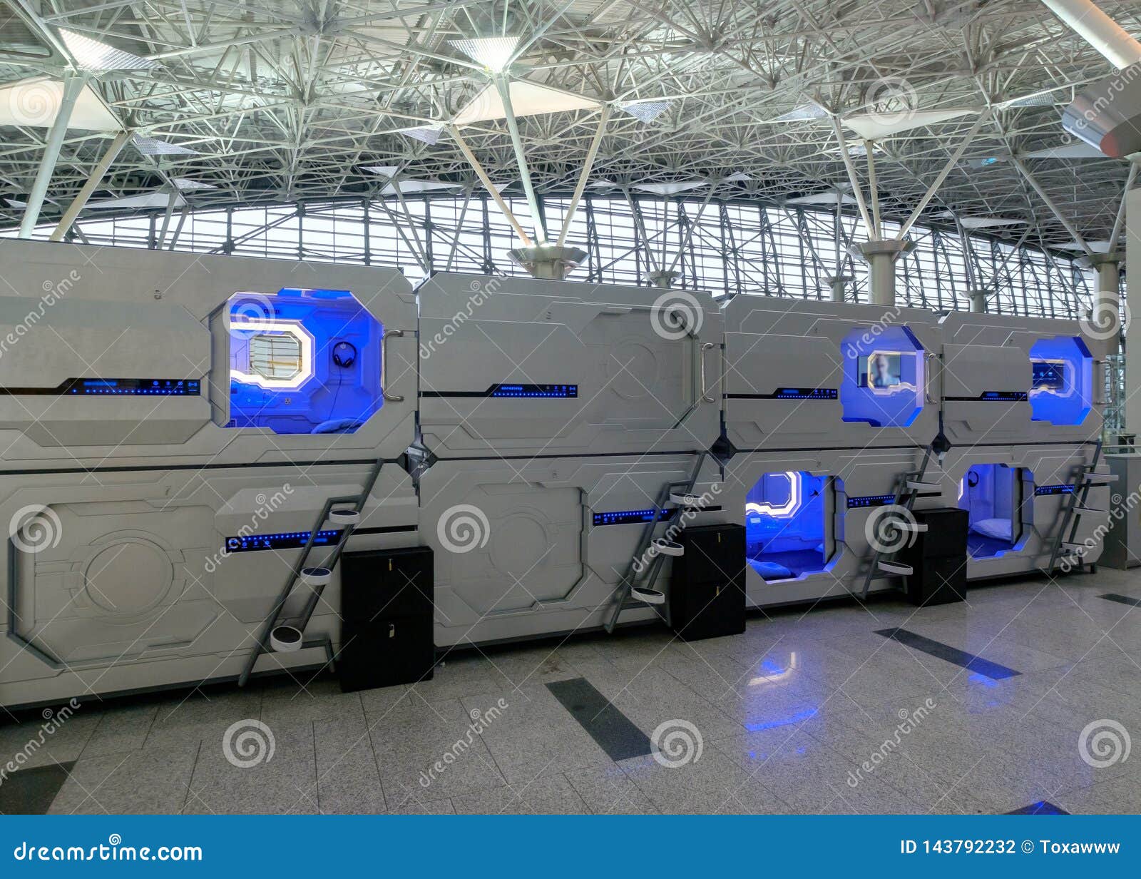 Futuristic Hotel Capsule Room Interior Stock Photo - Image of home ...