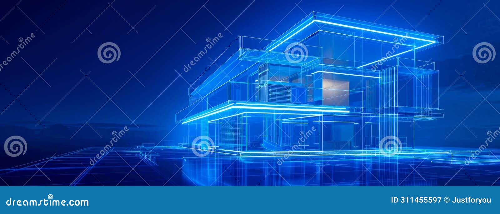 Futuristic House Design with Neon Blueprints. Generative Ai Stock ... Futuristic House Design with Neon Blueprints. Generative Ai Stock ...