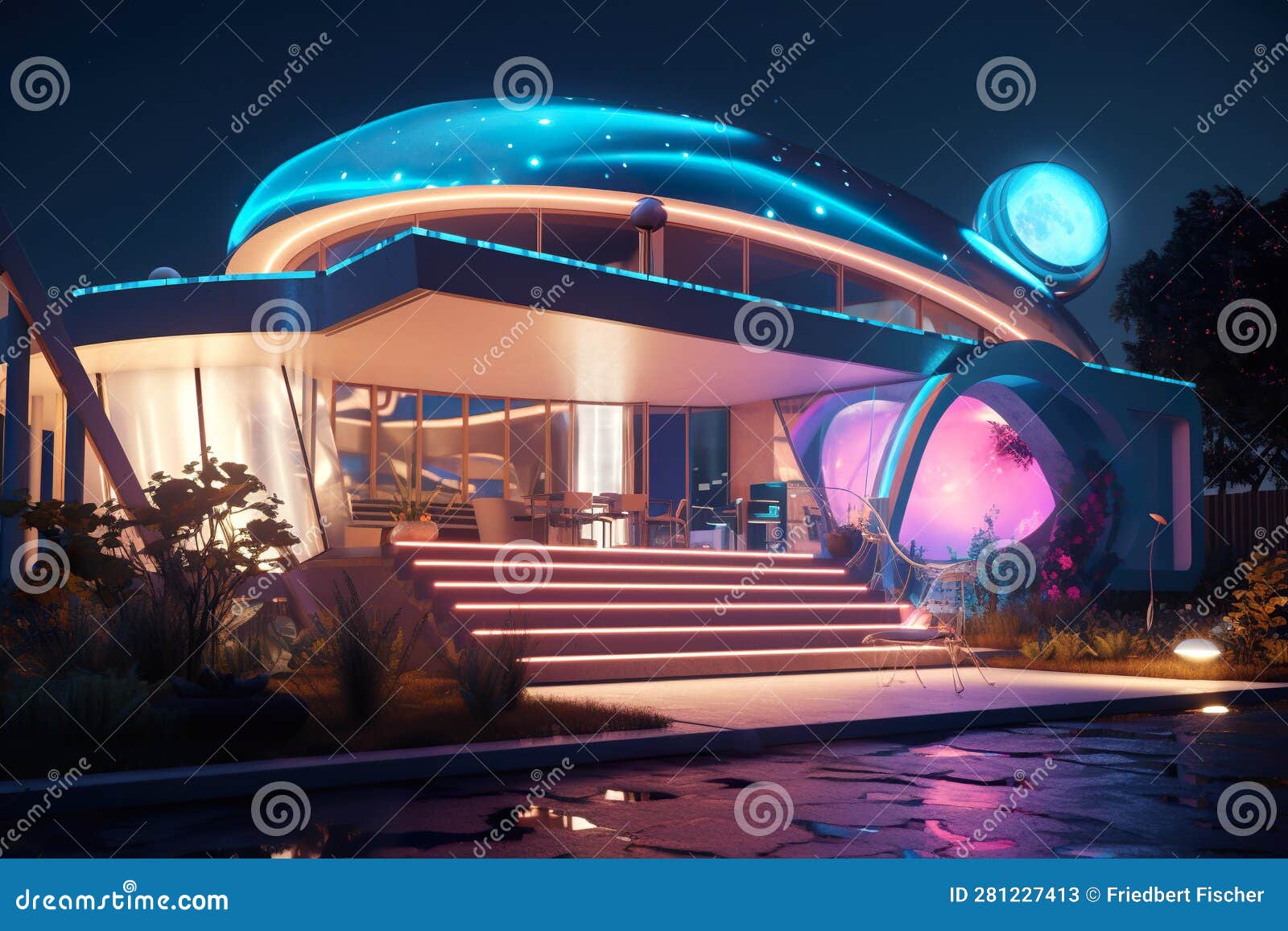 A Futuristic House with a Pool in Front of it. Generative AI Image ...
