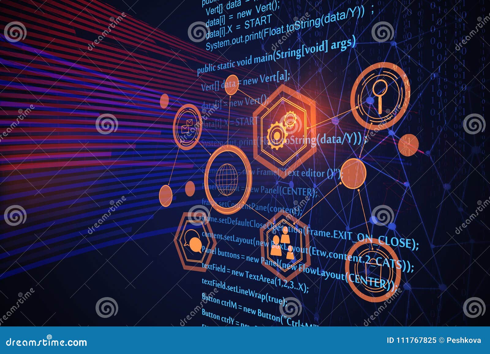 Futuristic HTML background stock illustration. Illustration of byte ...