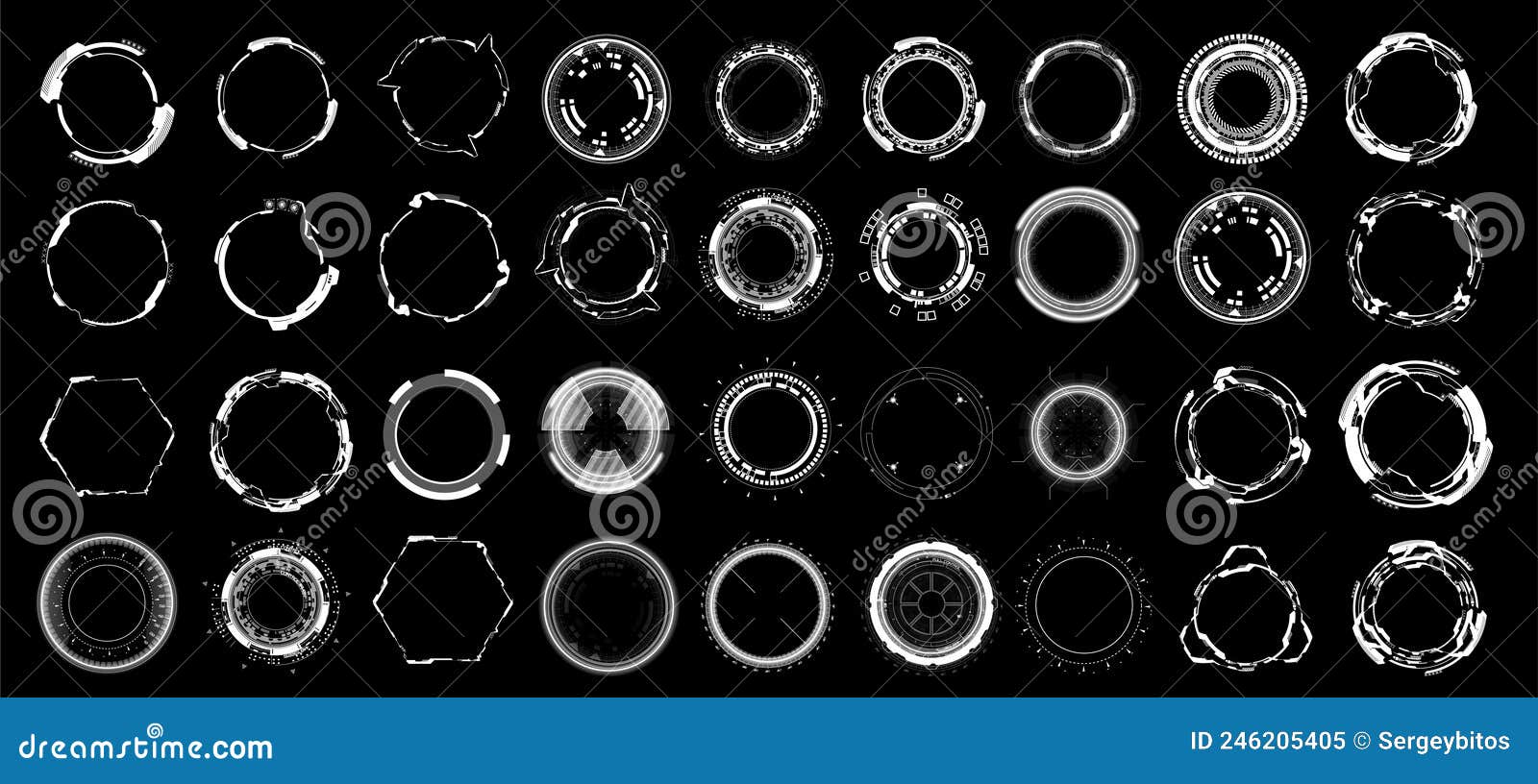 Futuristic HUD Circle Big Collection Stock Vector - Illustration of ...