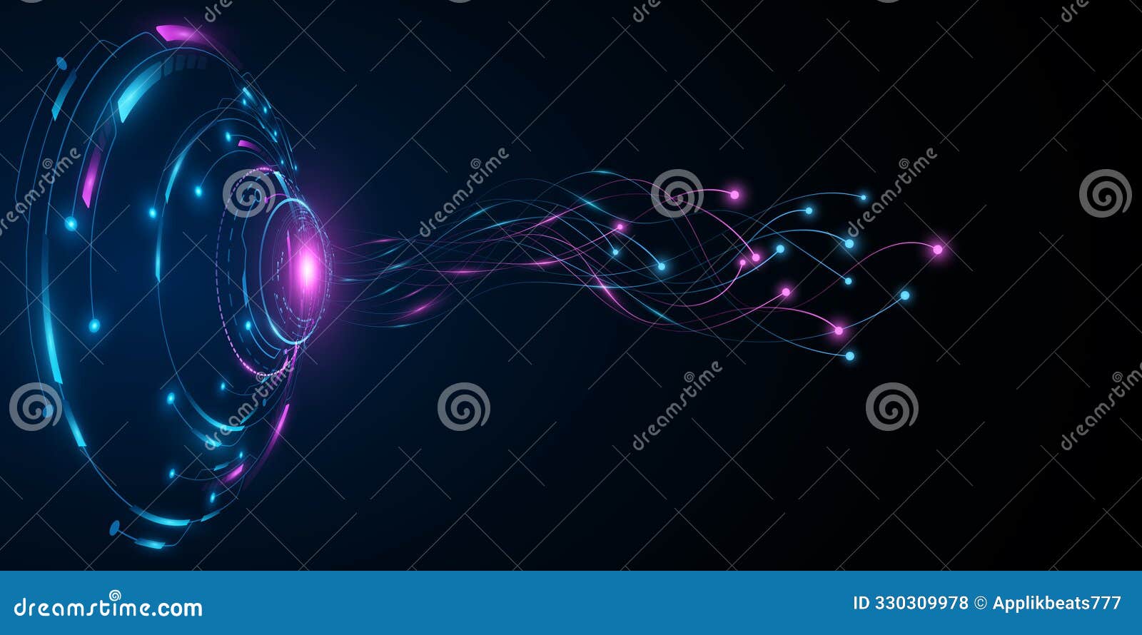 Futuristic HUD Circle with Glowing Neural Connectors. Digital Sci-fi ...