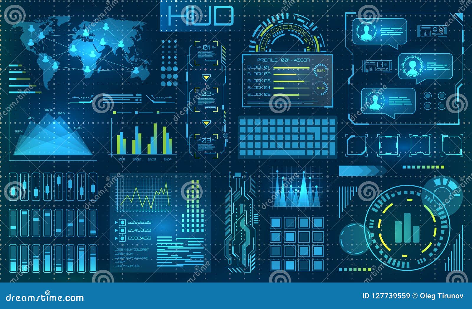 Futuristic HUD Design Elements. Infographic Or Technology Interface For ...