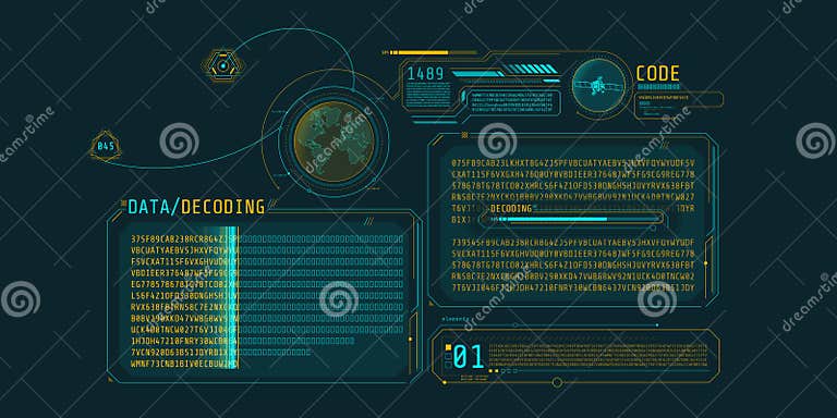 Futuristic HUD Design of Satellite Data Decoding Program. Stock Vector ...