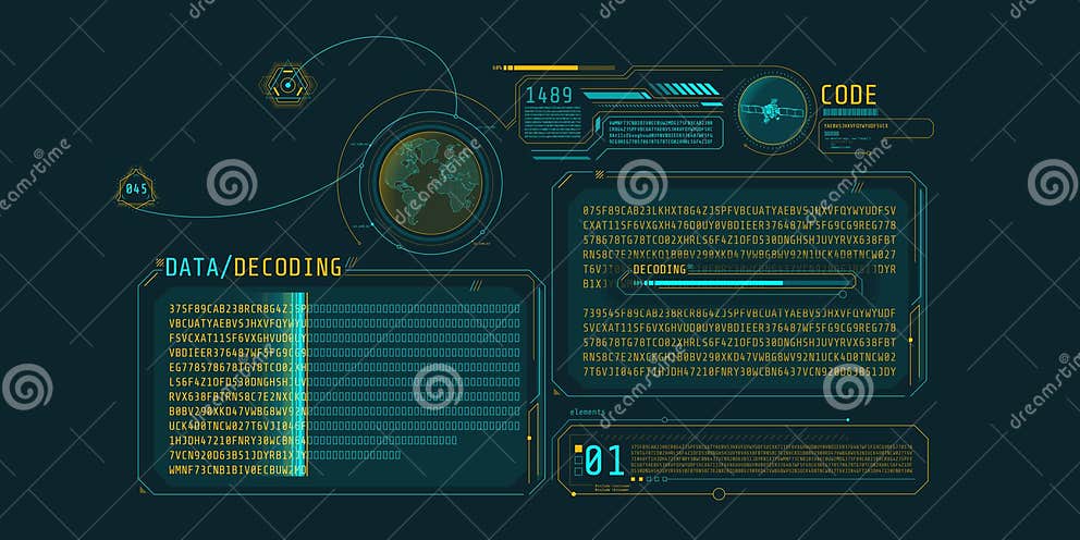 Futuristic HUD Design of Satellite Data Decoding Program. Stock Vector - Illustration of ...