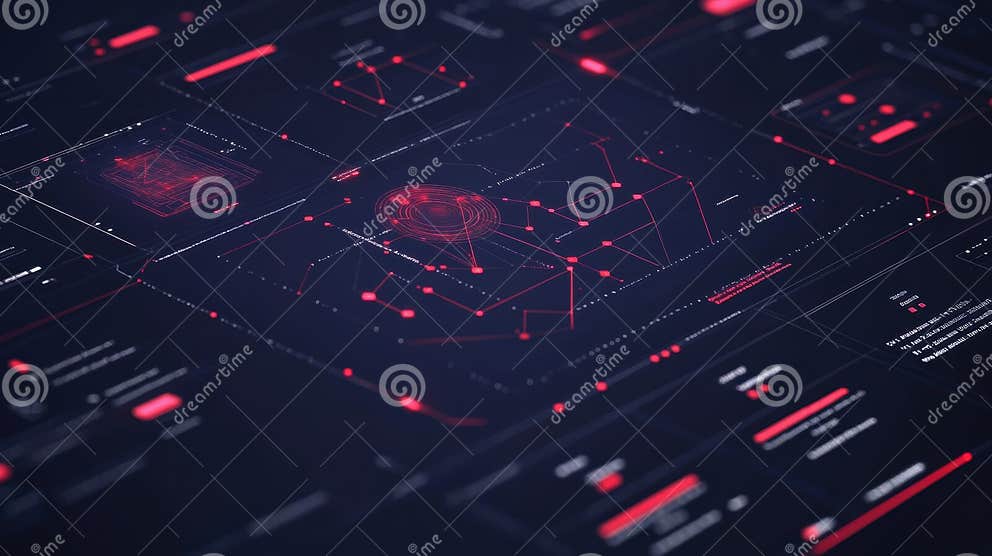 Futuristic Hud Display Showing Complex Data Analysis and Processing Stock Image - Image of nodes ...