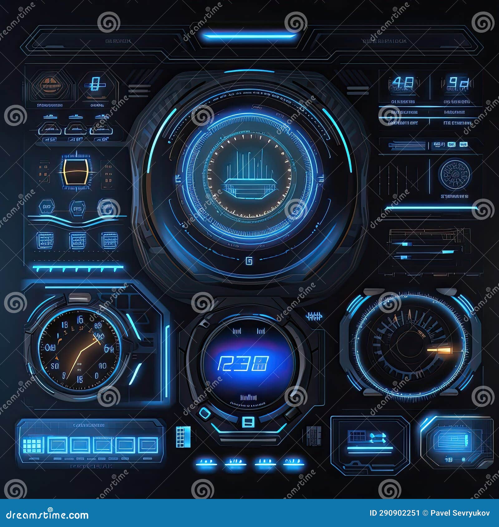 Futuristic Hud Elements Ai Generated Stock Illustration - Illustration ...