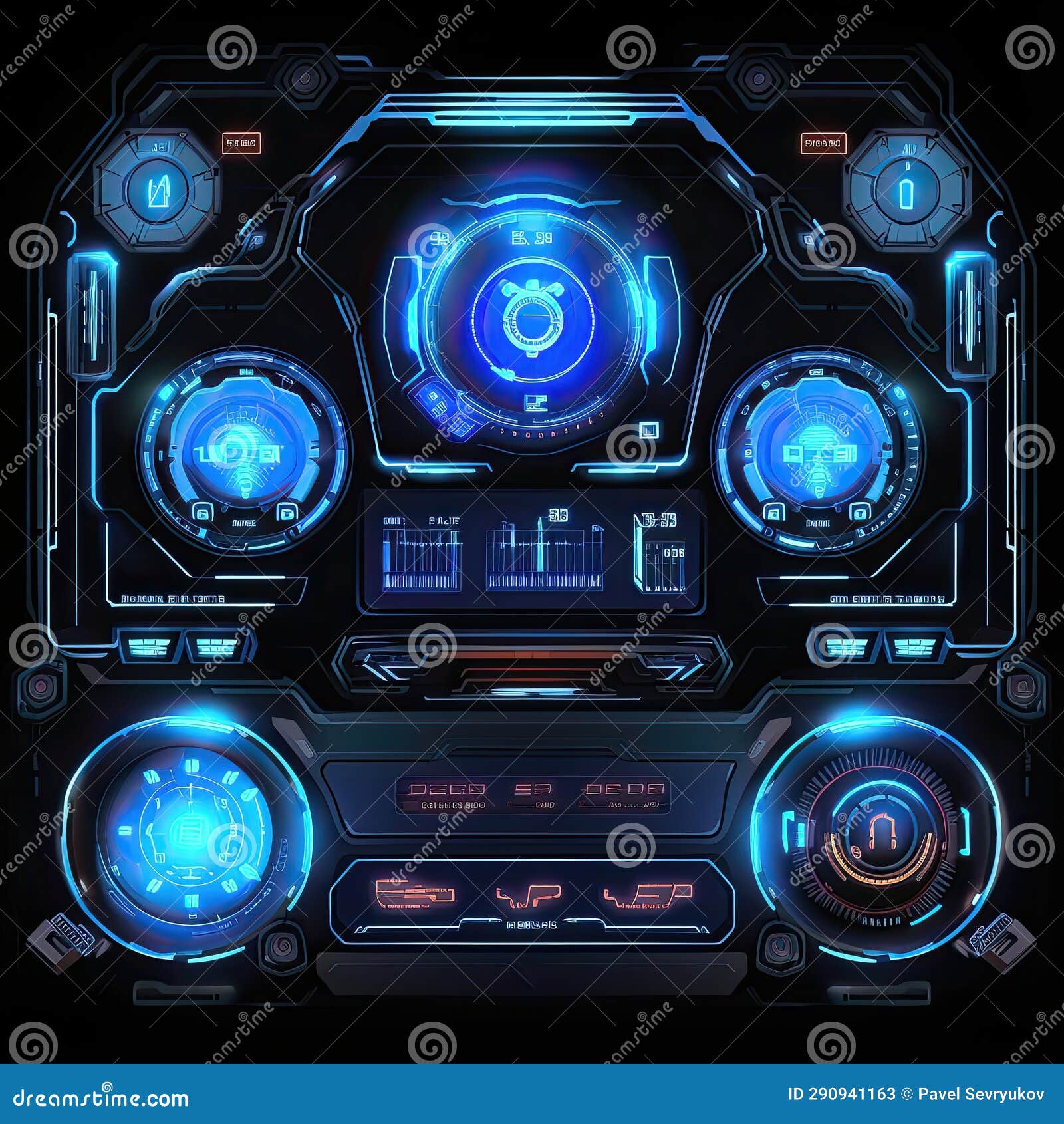 Futuristic Hud Elements Ai Generated Stock Image - Image of chinfo ...