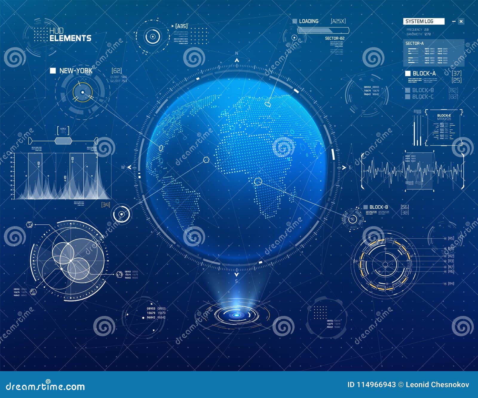 Futuristic Sci-Fi HUD Elements Set Stock Vector - Illustration of ...
