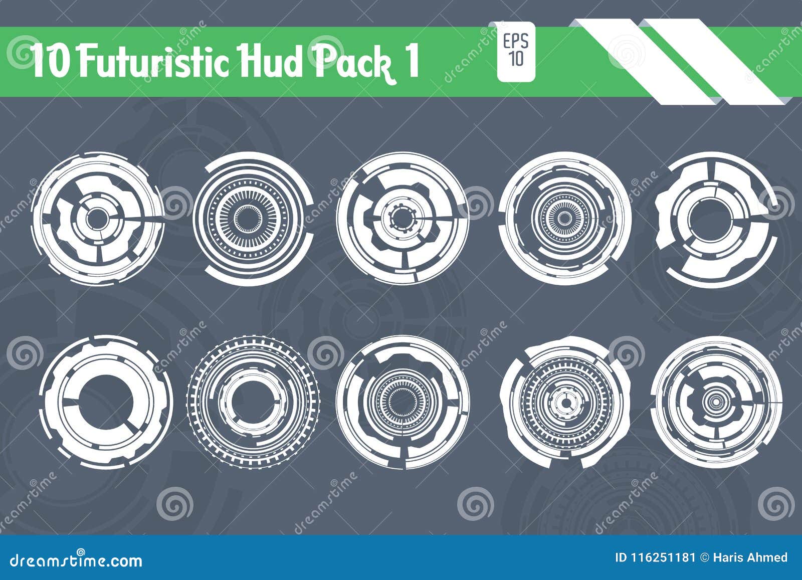 10 Futuristic HUD Elements Technology Hi Tech Vector Pack Stock Vector ...