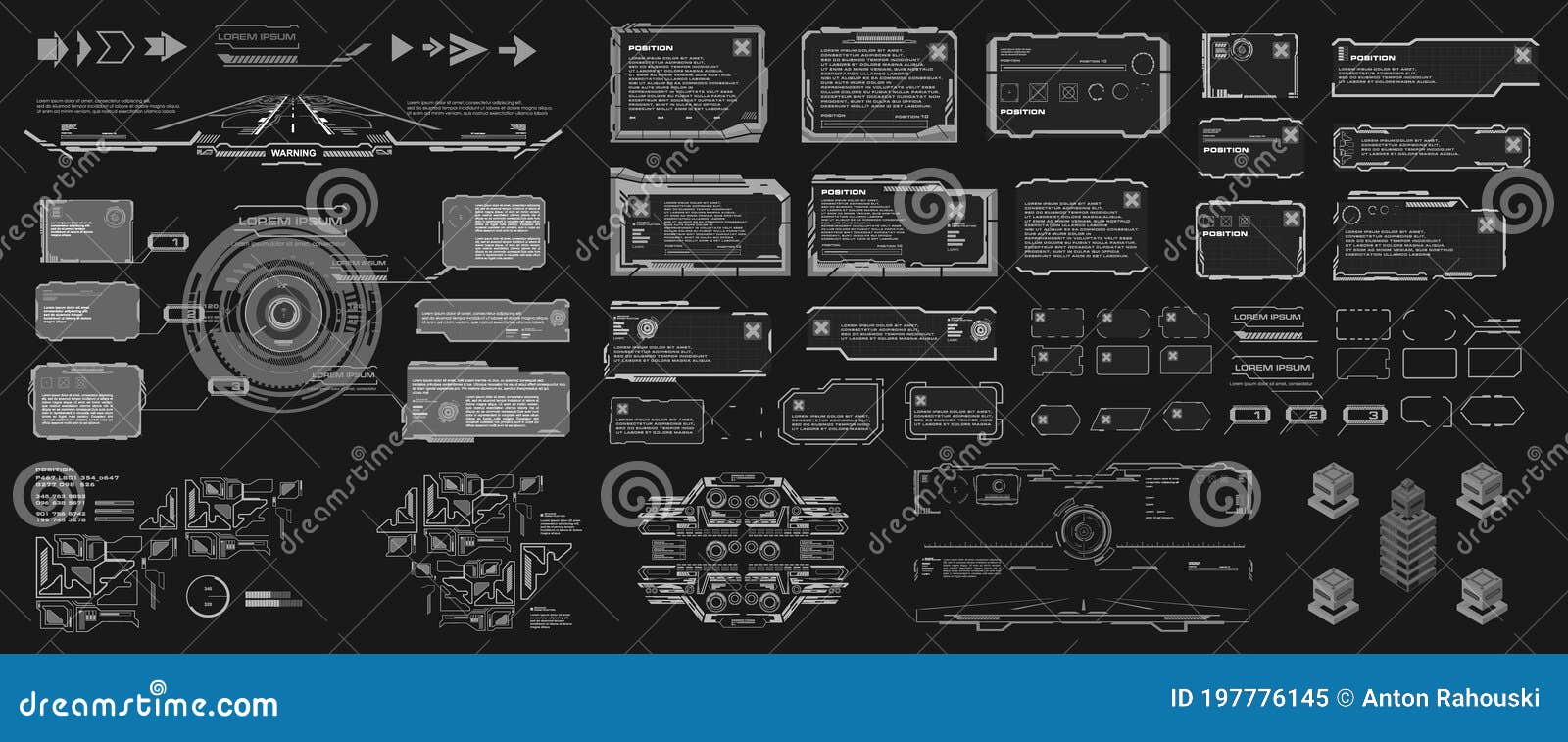 Futuristic HUD Elements for User Interface. Large Set of Frames, Leaders, Arrows, Pointers ...