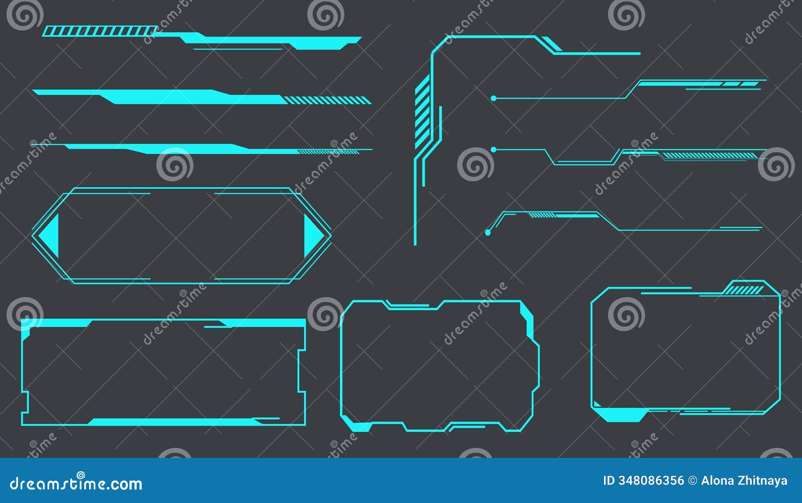 Futuristic HUD Frames, Borders Text Box Game Menu Ui Panel. Line Tech Line Bar Stock ...