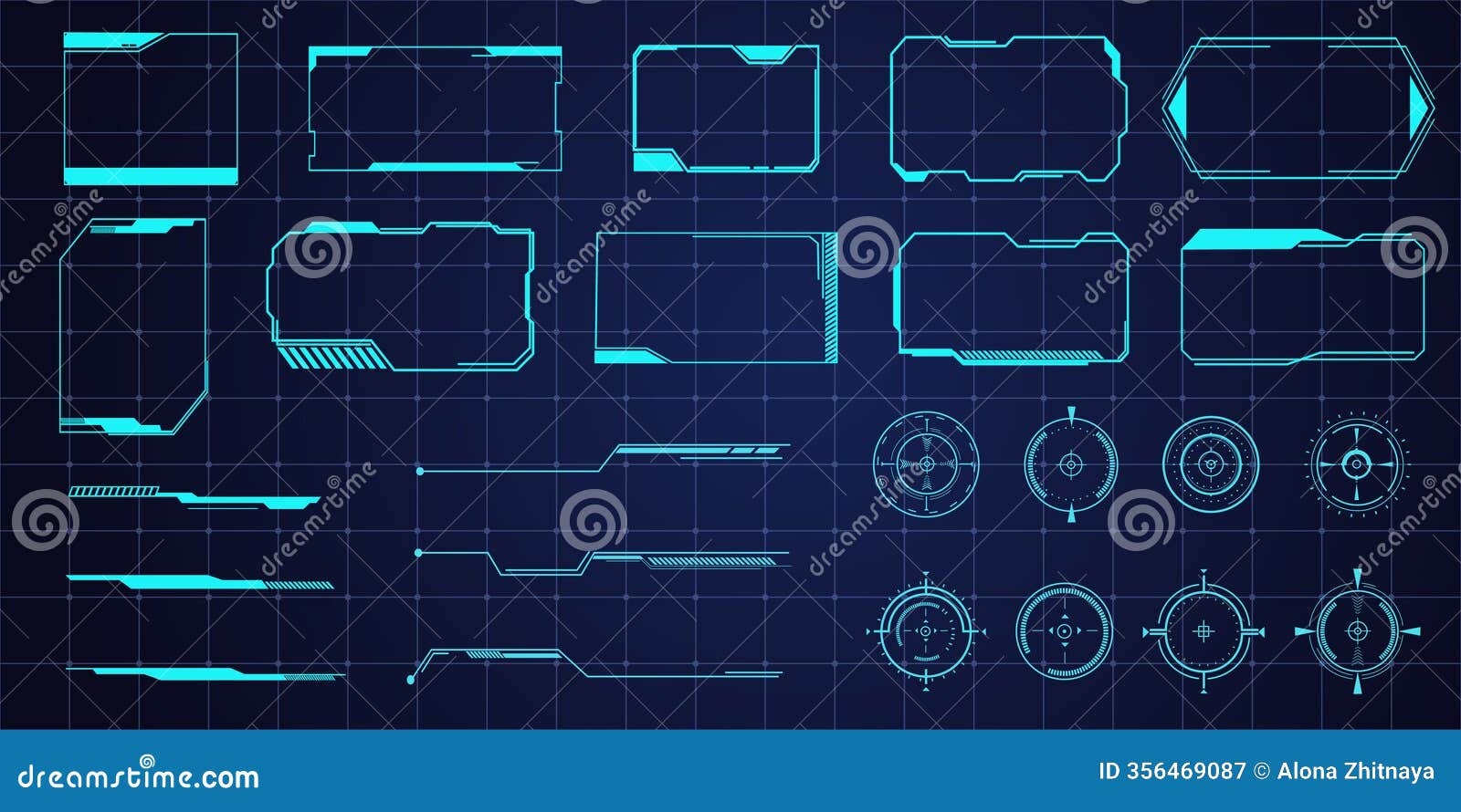 Futuristic HUD Frames, Borders Text Box Game Menu Ui Panel. Line Tech Line Bar Stock ...
