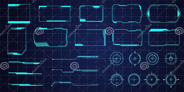 Futuristic HUD Frames, Borders Text Box Game Menu Ui Panel. Line Tech Line Bar Stock ...